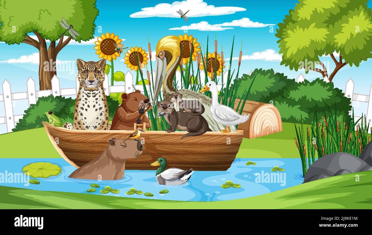 Forest scene with wild animals illustration Stock Vector Image & Art ...