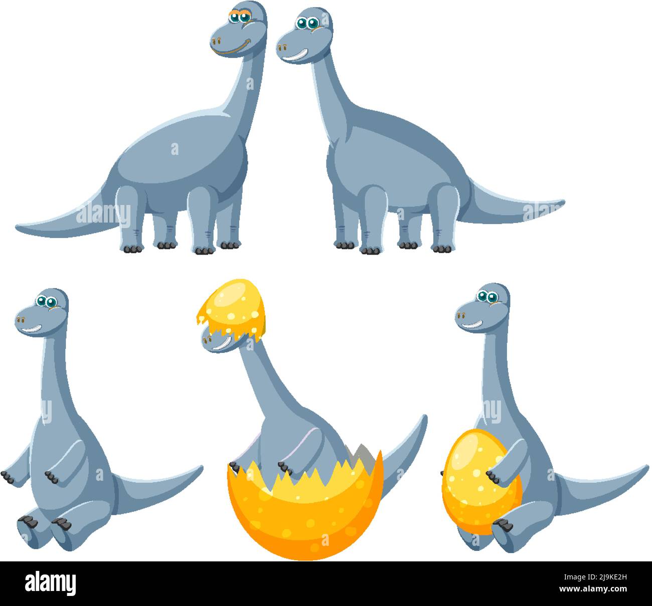 Different cute apatosaurus dinosaur cartoon characters illustration ...
