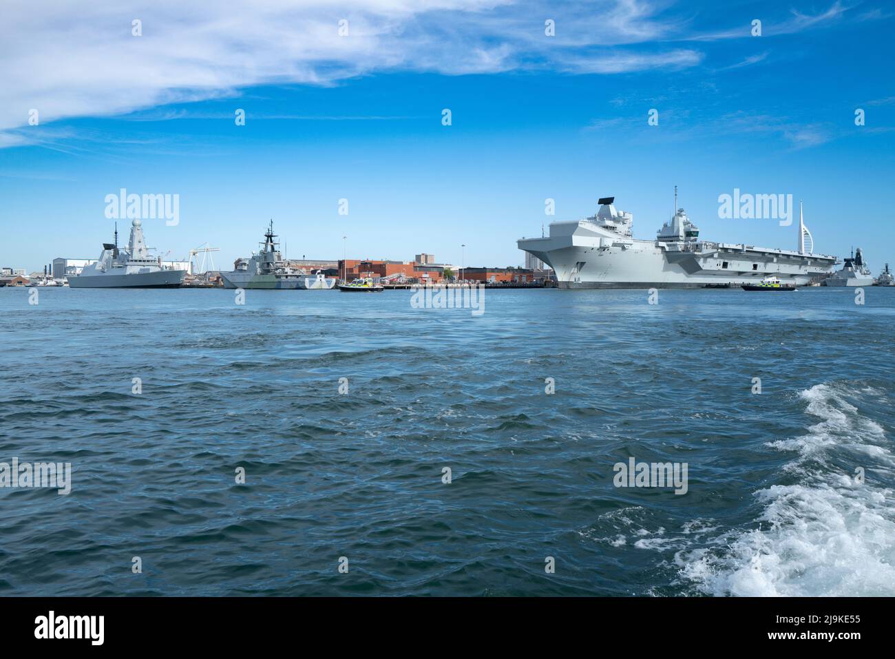 HMS Prince of Wales in Portsmouth Harbour Stock Photo - Alamy