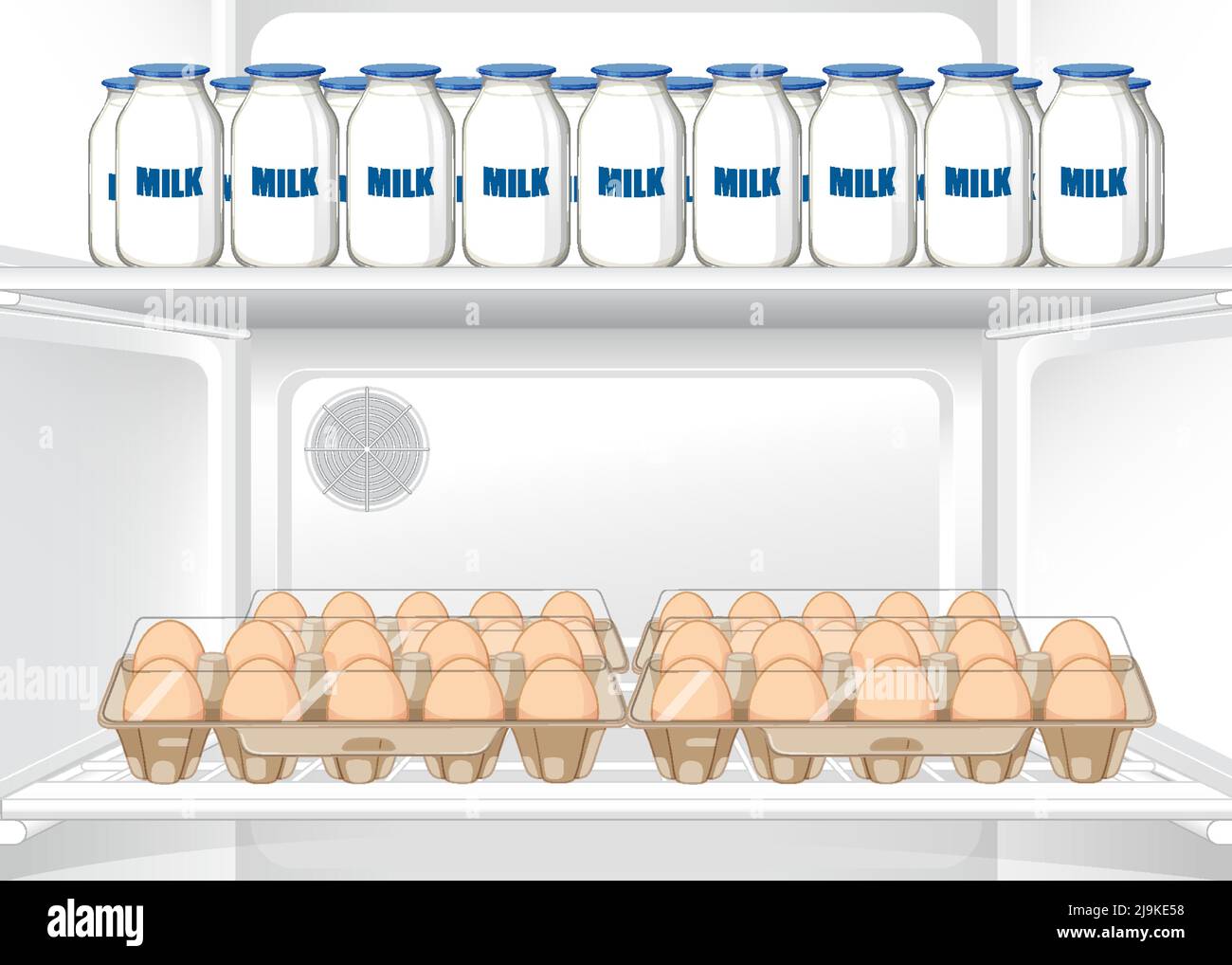 Inside of refrigerator with foods illustration Stock Vector Image & Art ...