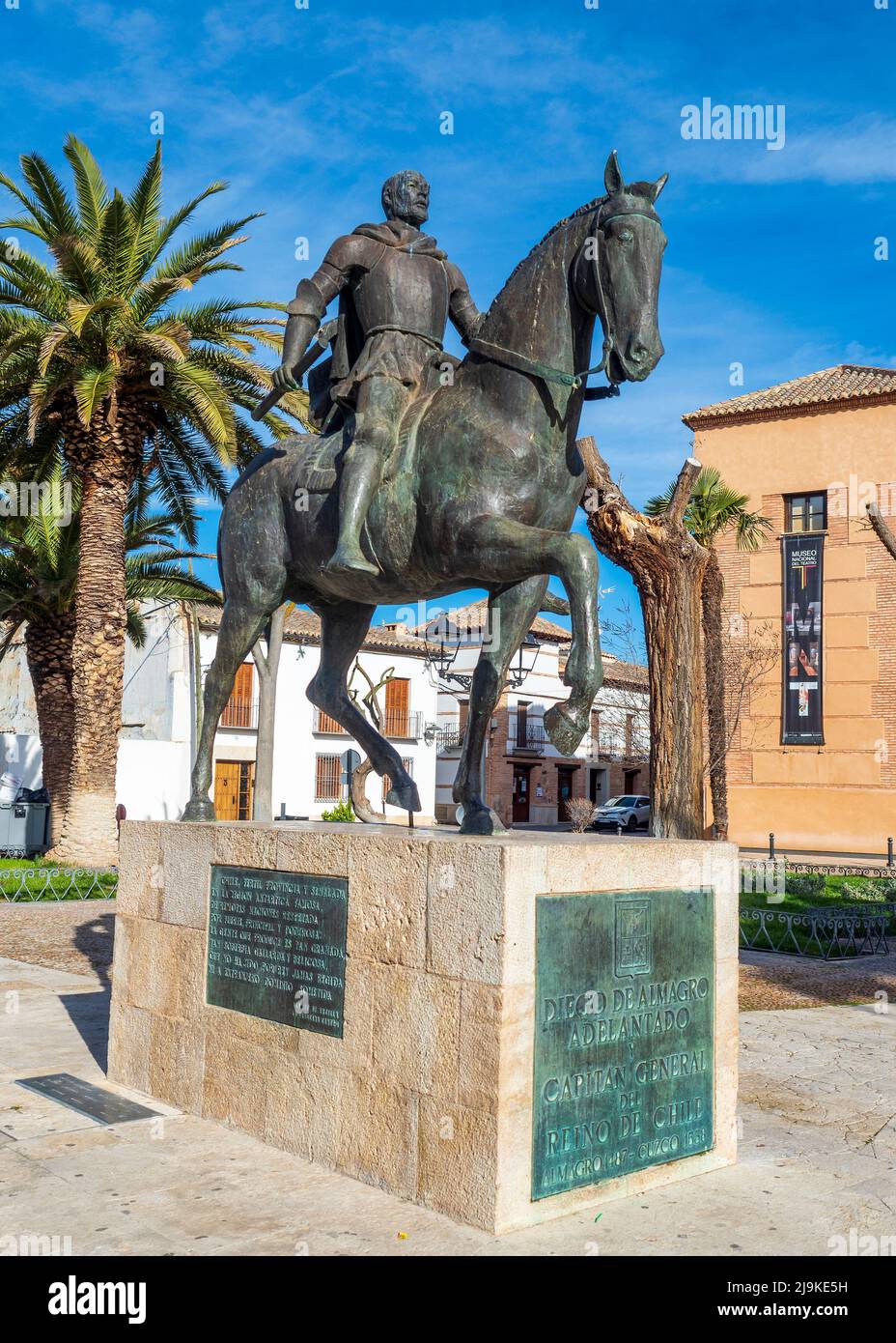 View of the statue of the conqueror of Chile, Diego de Almagro Stock ...