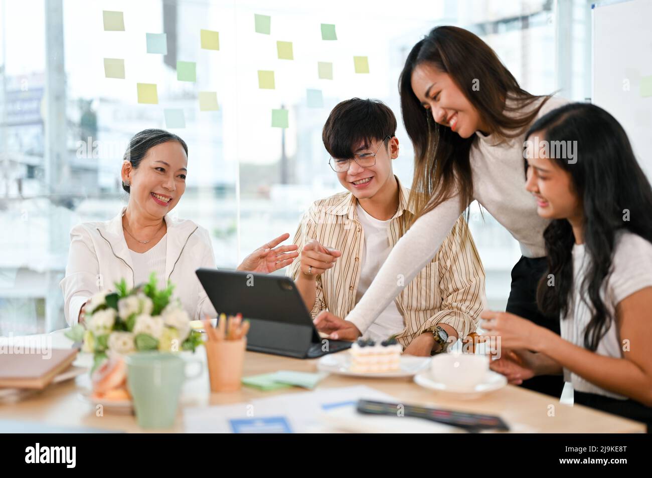 Teamwork concept positive coworkers hi-res stock photography and images ...
