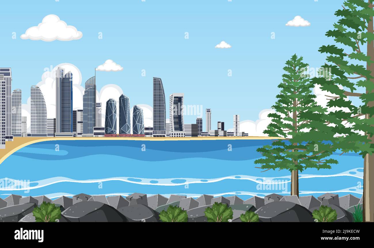 Rocky beach view Stock Vector Images - Alamy