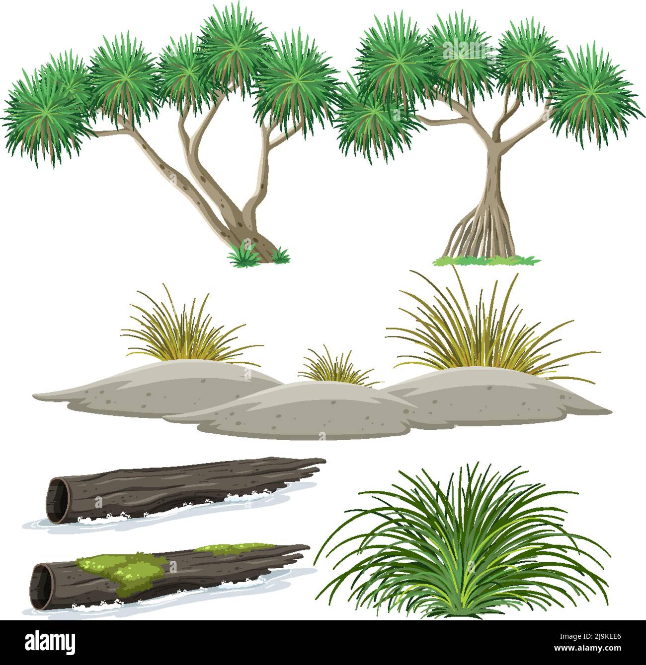 Isolated trees and nature objects set illustration Stock Vector Image ...