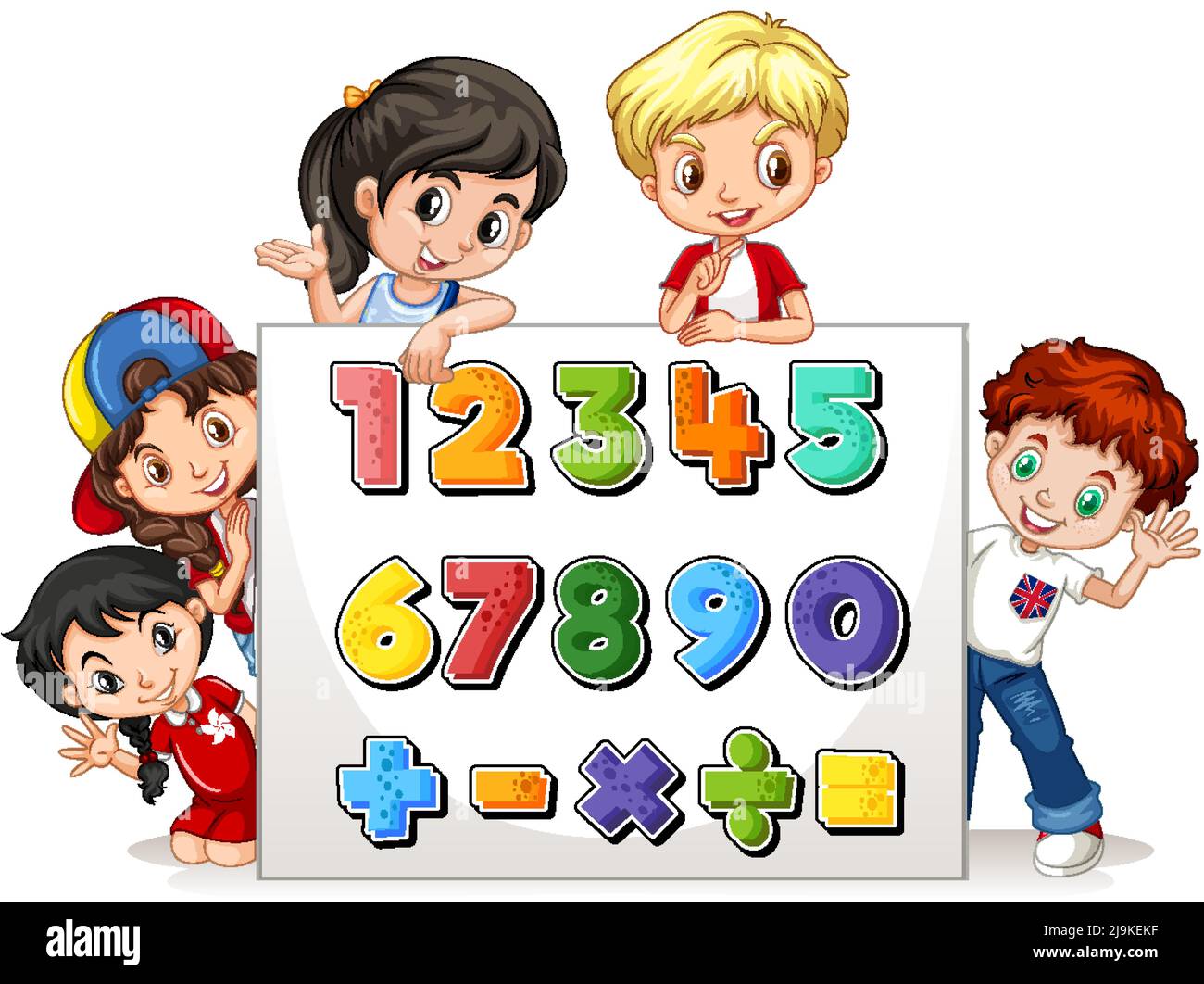 Counting number 0 to 9 and math symbols illustration Stock Vector Image ...