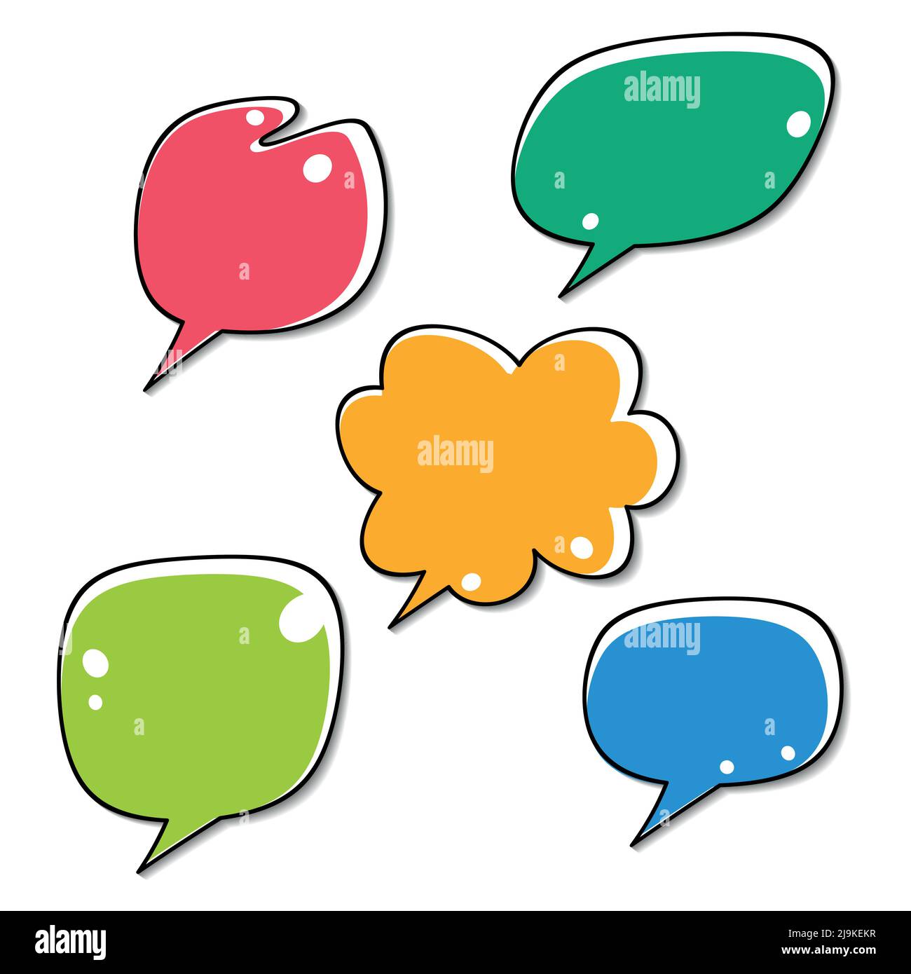 Set of color speech bubbles. Cartoon Vector illustration. Isolated on ...