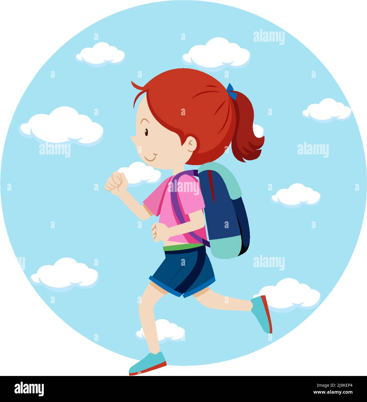 Active girl simple cartoon character illustration Stock Vector Image ...