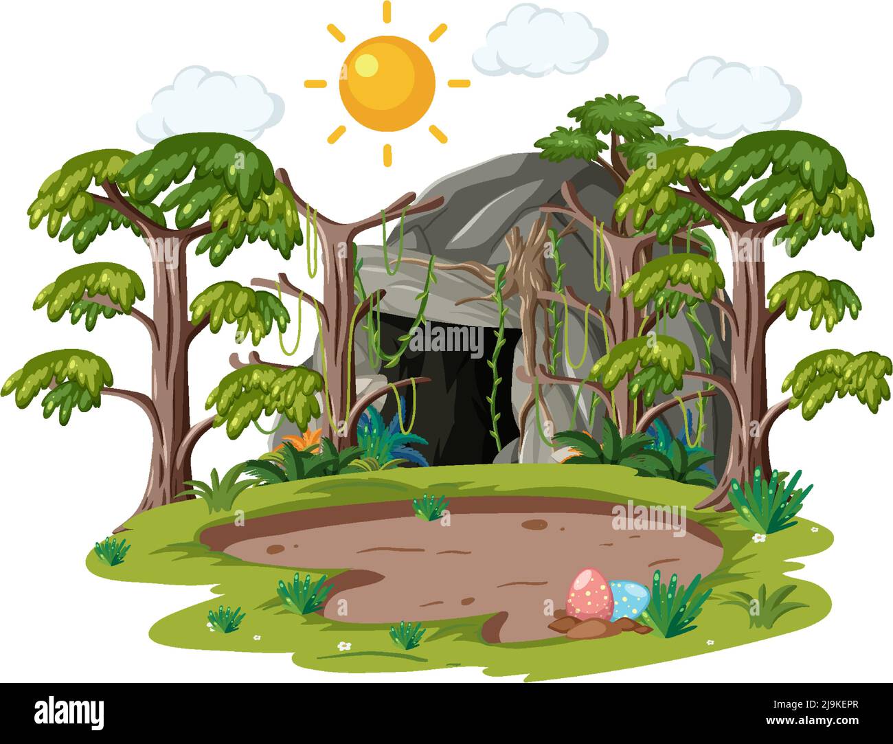Nature cave in forest isolated illustration Stock Vector Image & Art ...