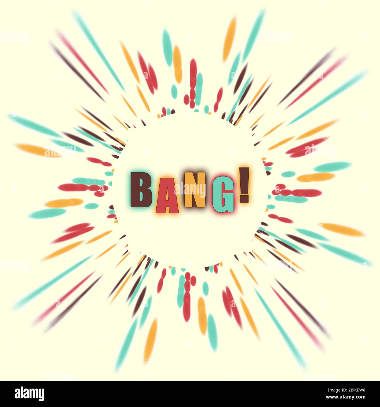 Colorful design showing an explosion of color and the word Bang Stock ...