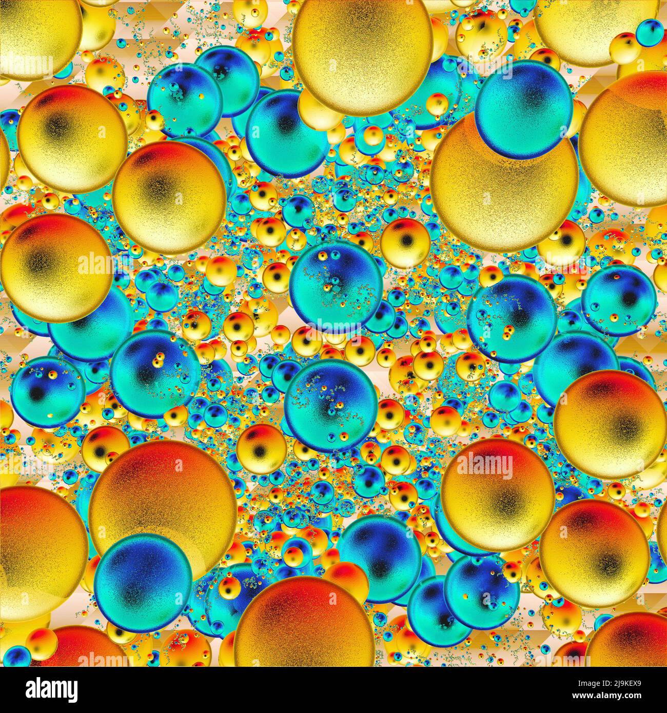 Shiny blue and golden 3D balls. 3D digital art Stock Photo - Alamy