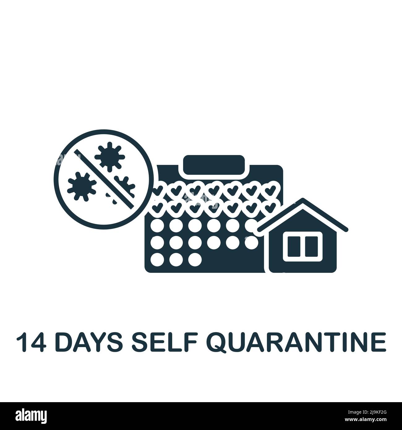14 Days Self Quarantine icon. Simple line element quarantine symbol for ...