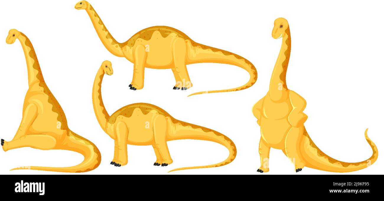 Different cute brontosaurus dinosaur cartoon characters illustration Stock Vector Image & Art ...