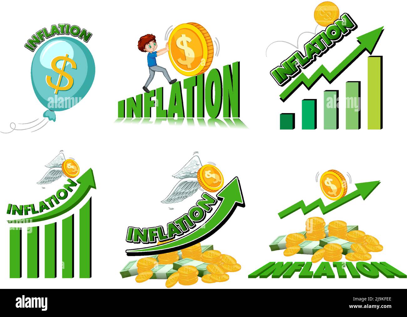 Set of different Inflation logos and symbols illustration Stock Vector ...