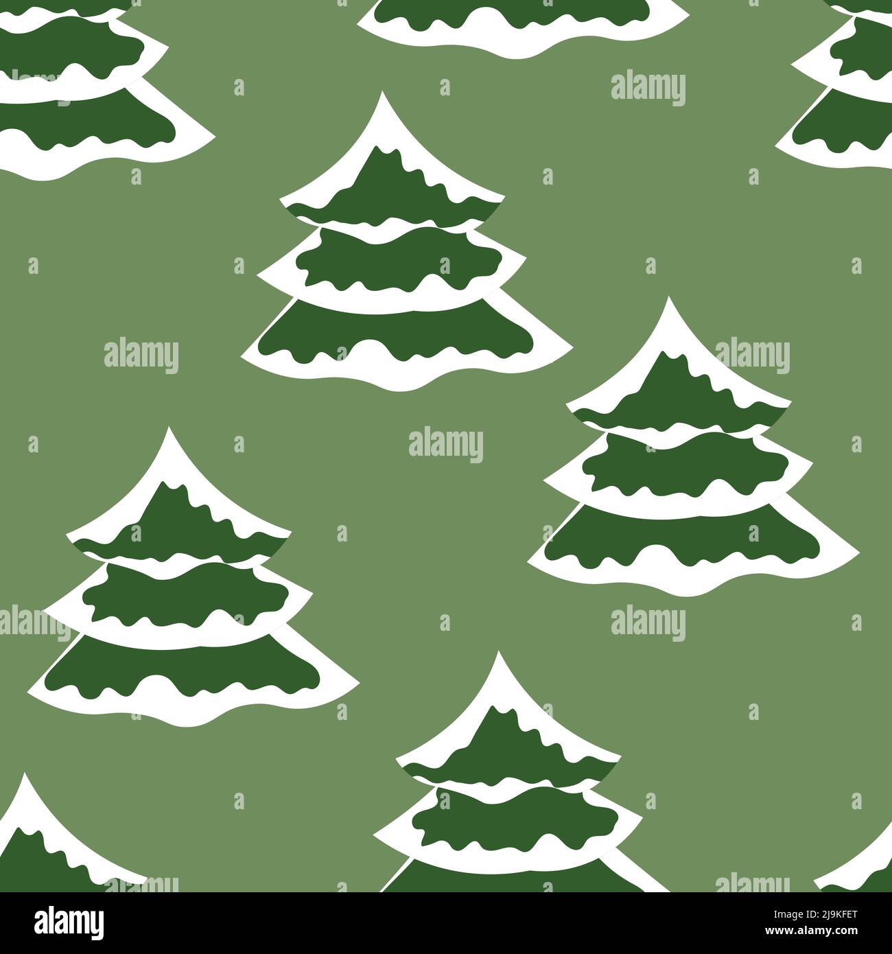 Winter seamless pattern with Christmas tree and snowflakes on color ...