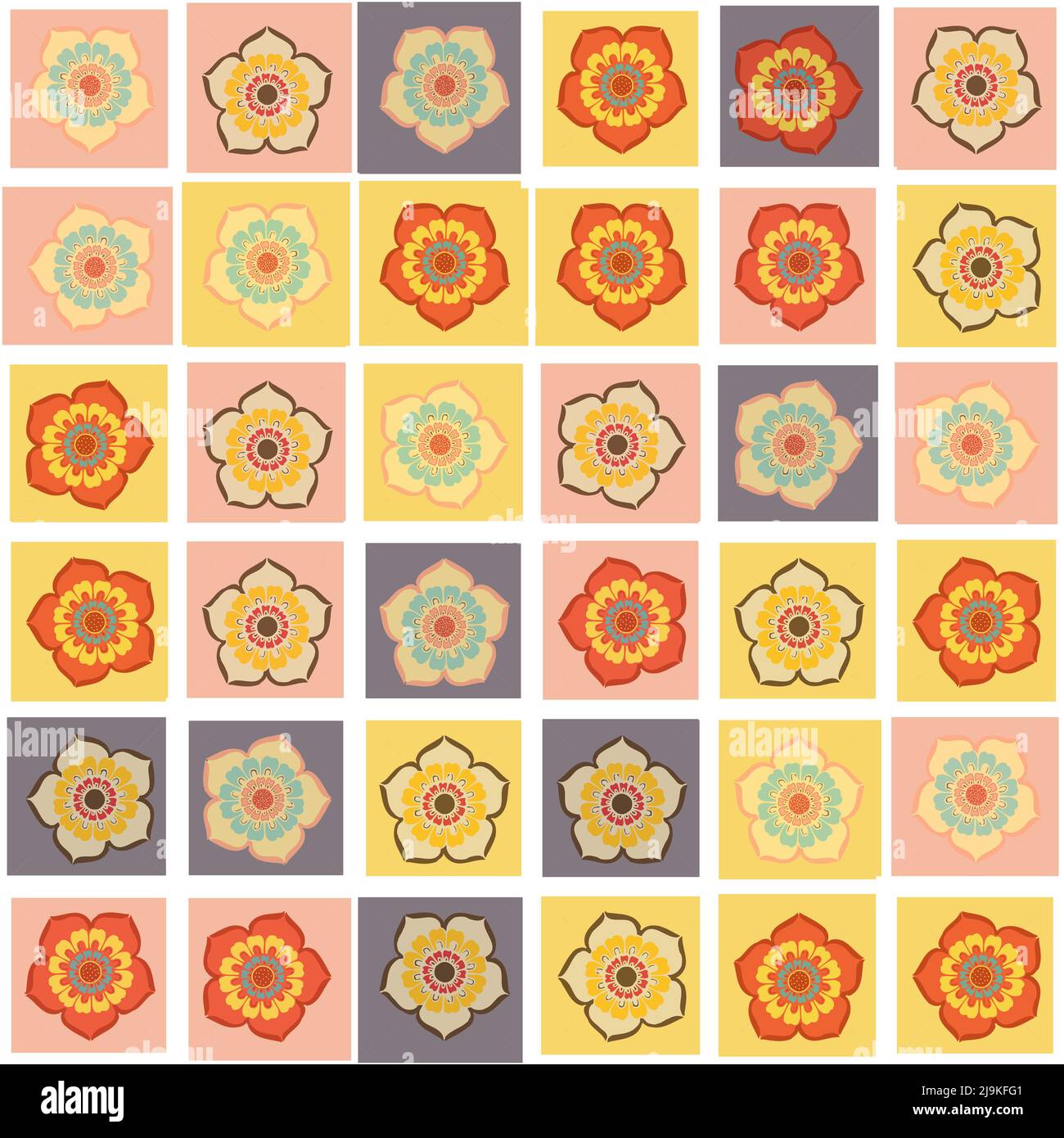 Pattern of flowers in colorful tiles Stock Photo - Alamy