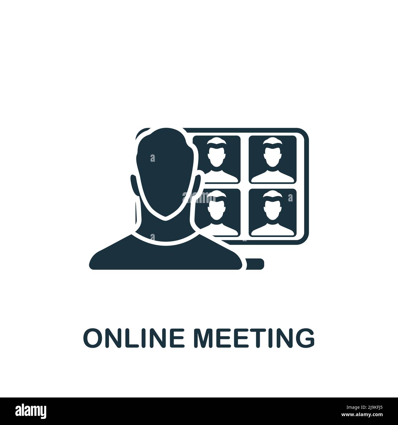 Online Meeting icon. Simple line element quarantine symbol for ...