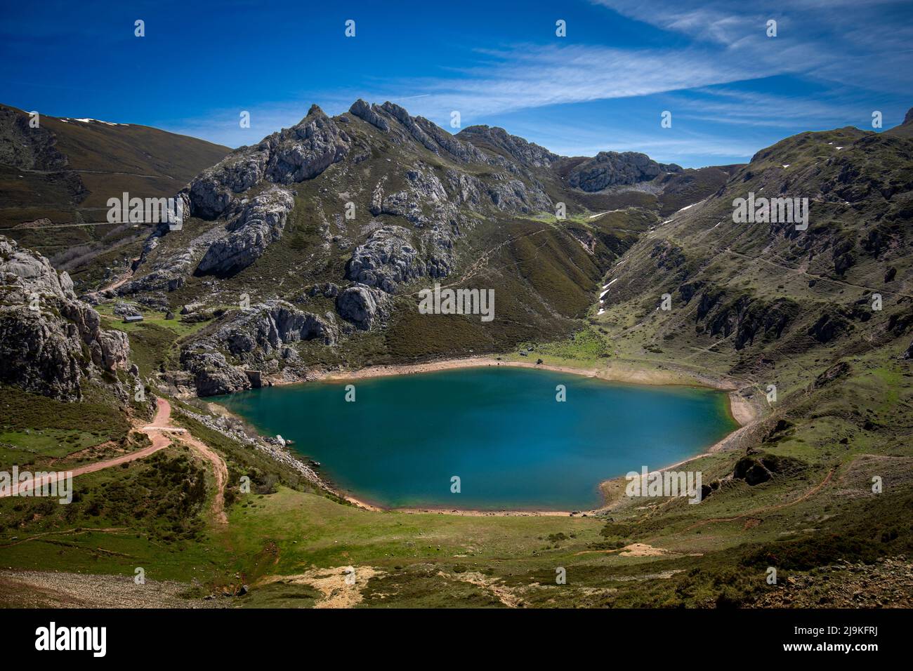 Panoramic view of the mountains of the Somiedo Natural Park in Asturias ...