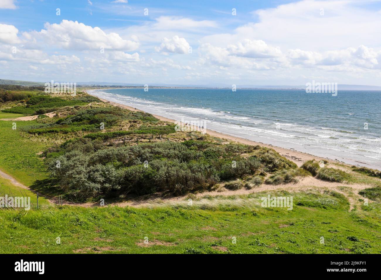 View south from "The Dragon" statue along Irvine beach across the Firth ...