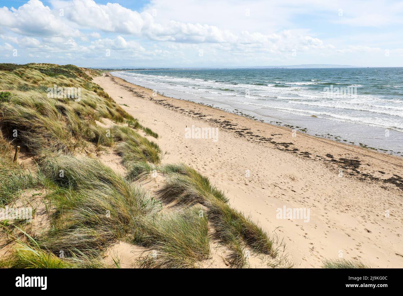 View south from "The Dragon" statue along Irvine beach across the Firth ...