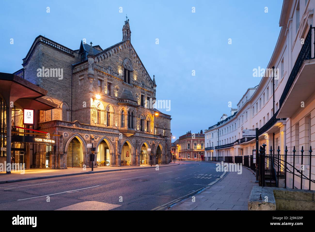 Night falls at Theatre Royal in York city centre, North Yorkshire ...