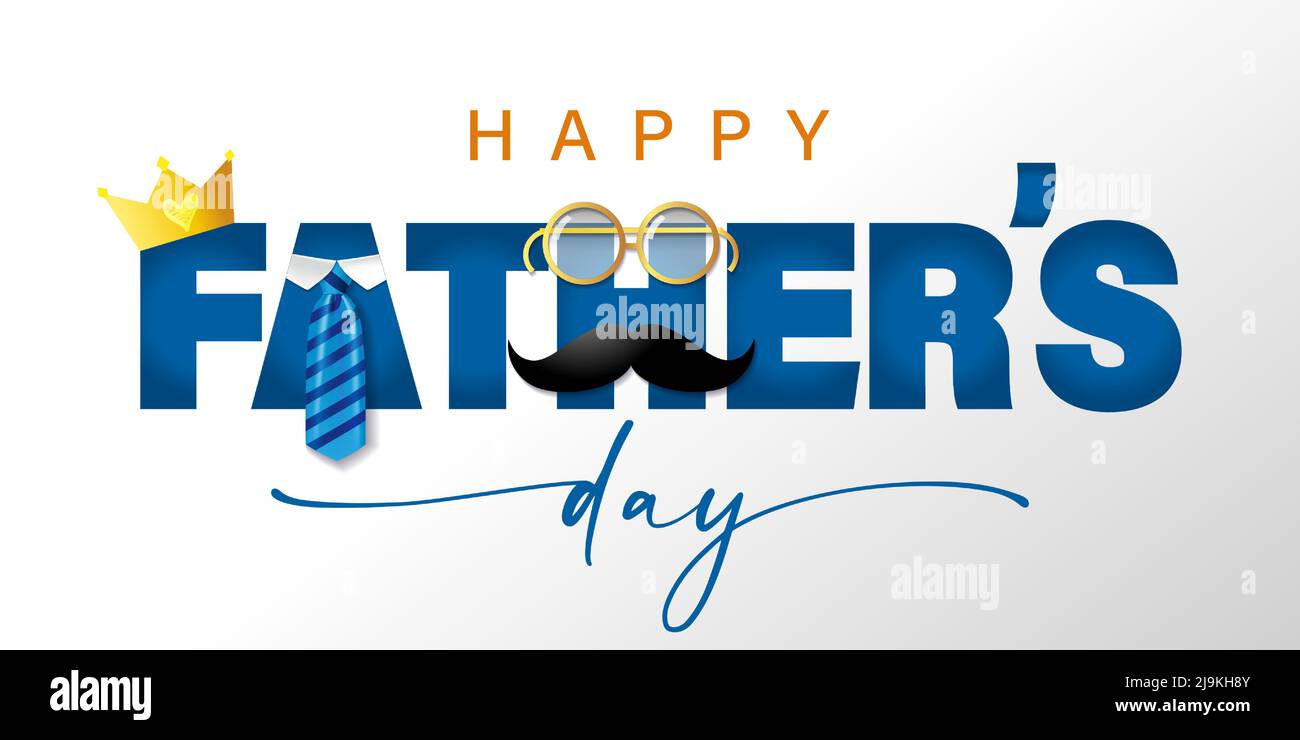 Happy Father's Day banner with tie, glasses and mustache. Advertising ...