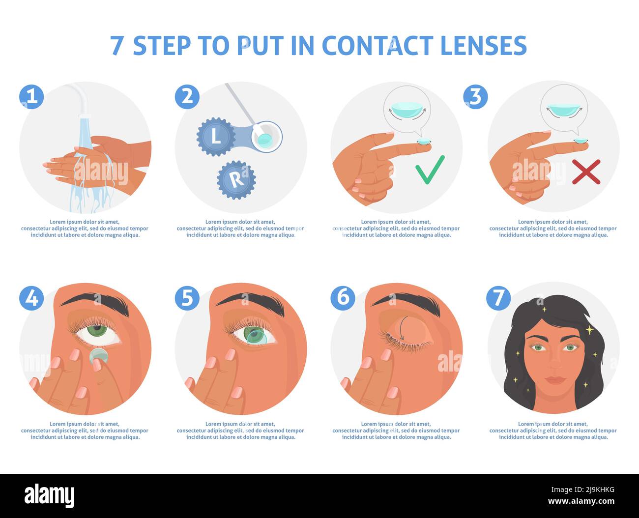 7 step to put in contact lenses vector poster Stock Vector Image & Art ...
