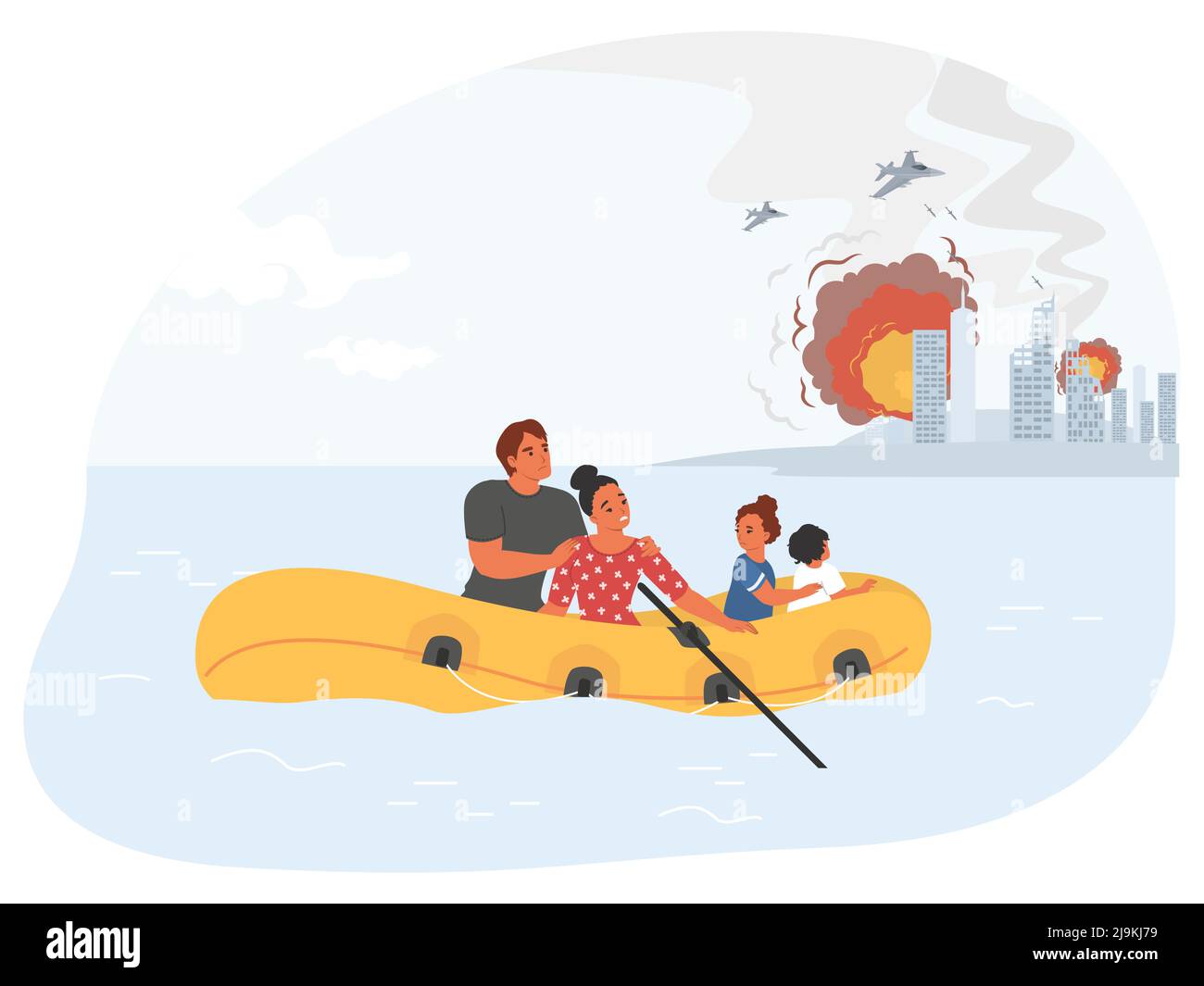 Refugees vector family run from war torn country Stock Vector Image ...