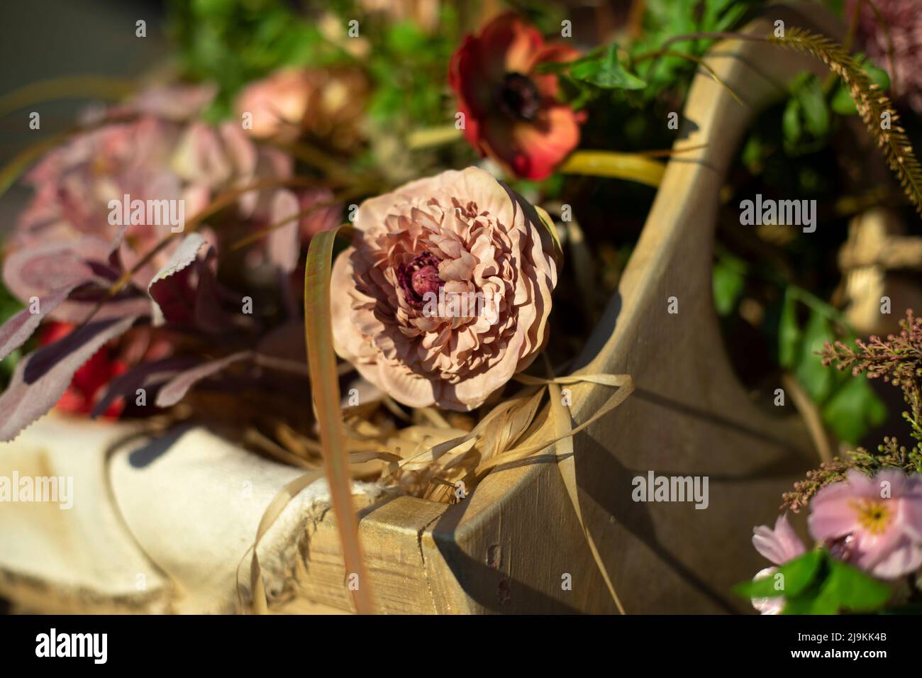 Decoration of dried flowers. Beautiful background with flower. Garden ...