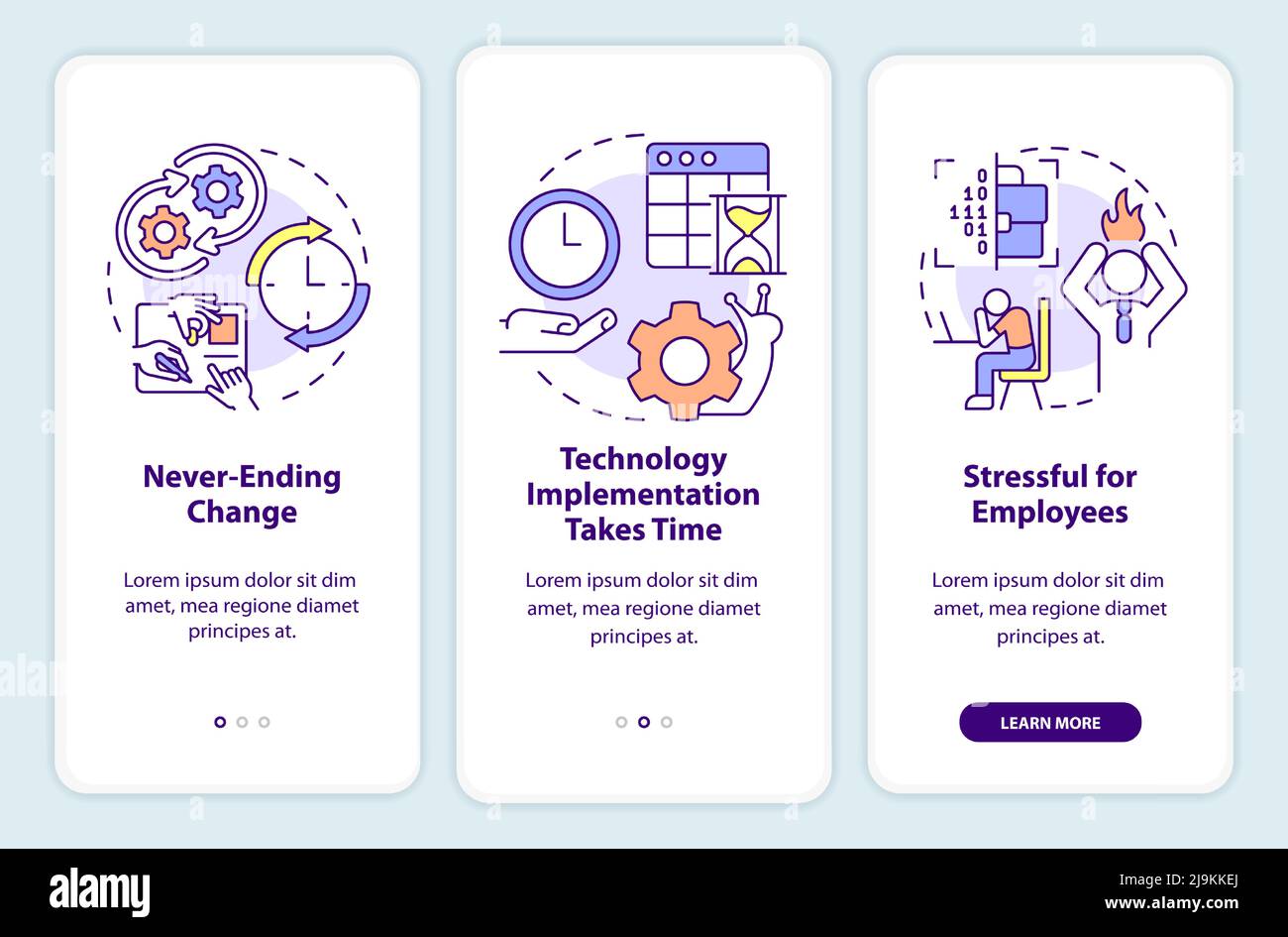 Digital Transformation Cons Onboarding Mobile App Screen Stock Vector
