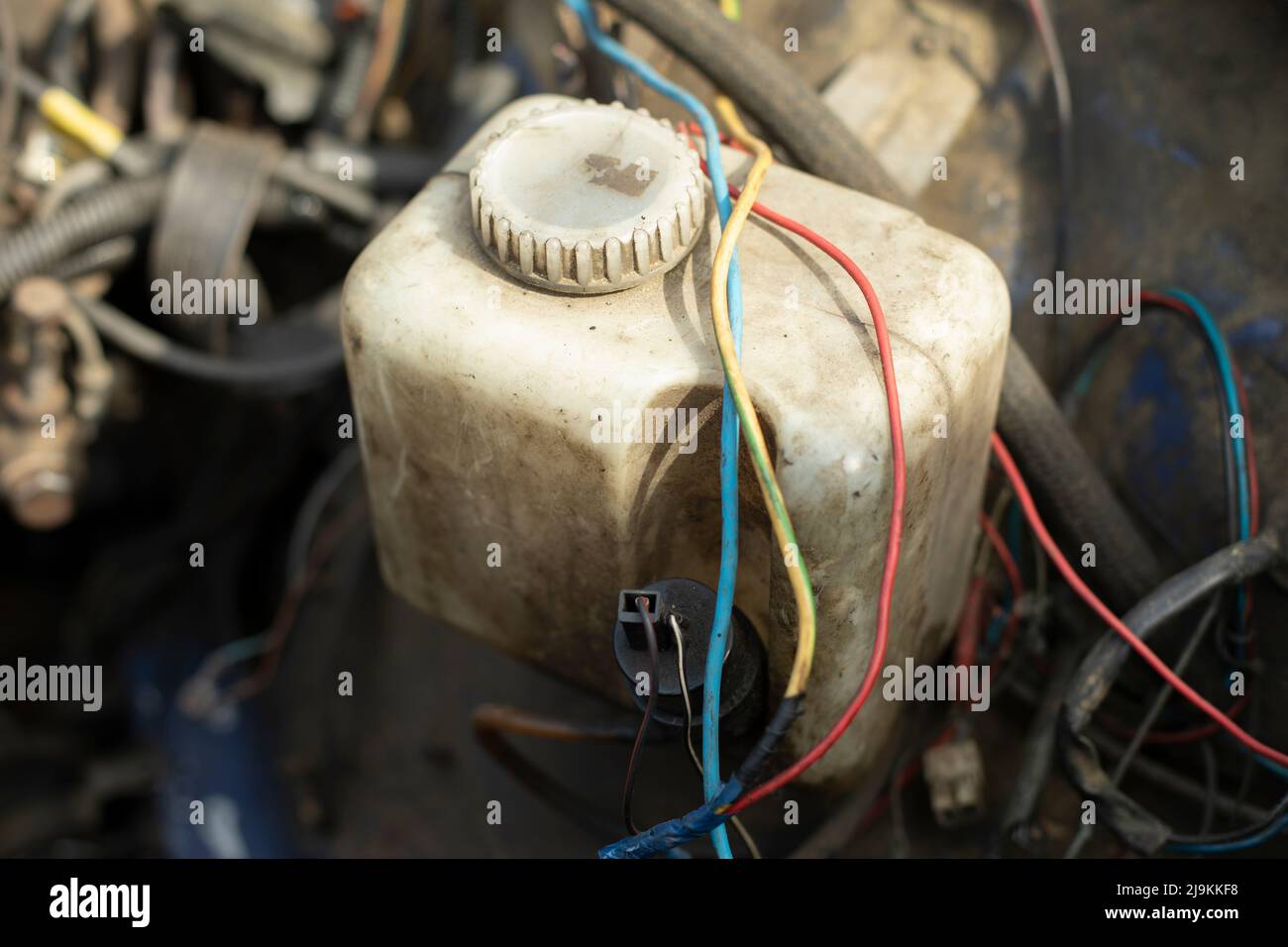Inside car. Engine of machine. Under hood of vehicle Stock Photo - Alamy