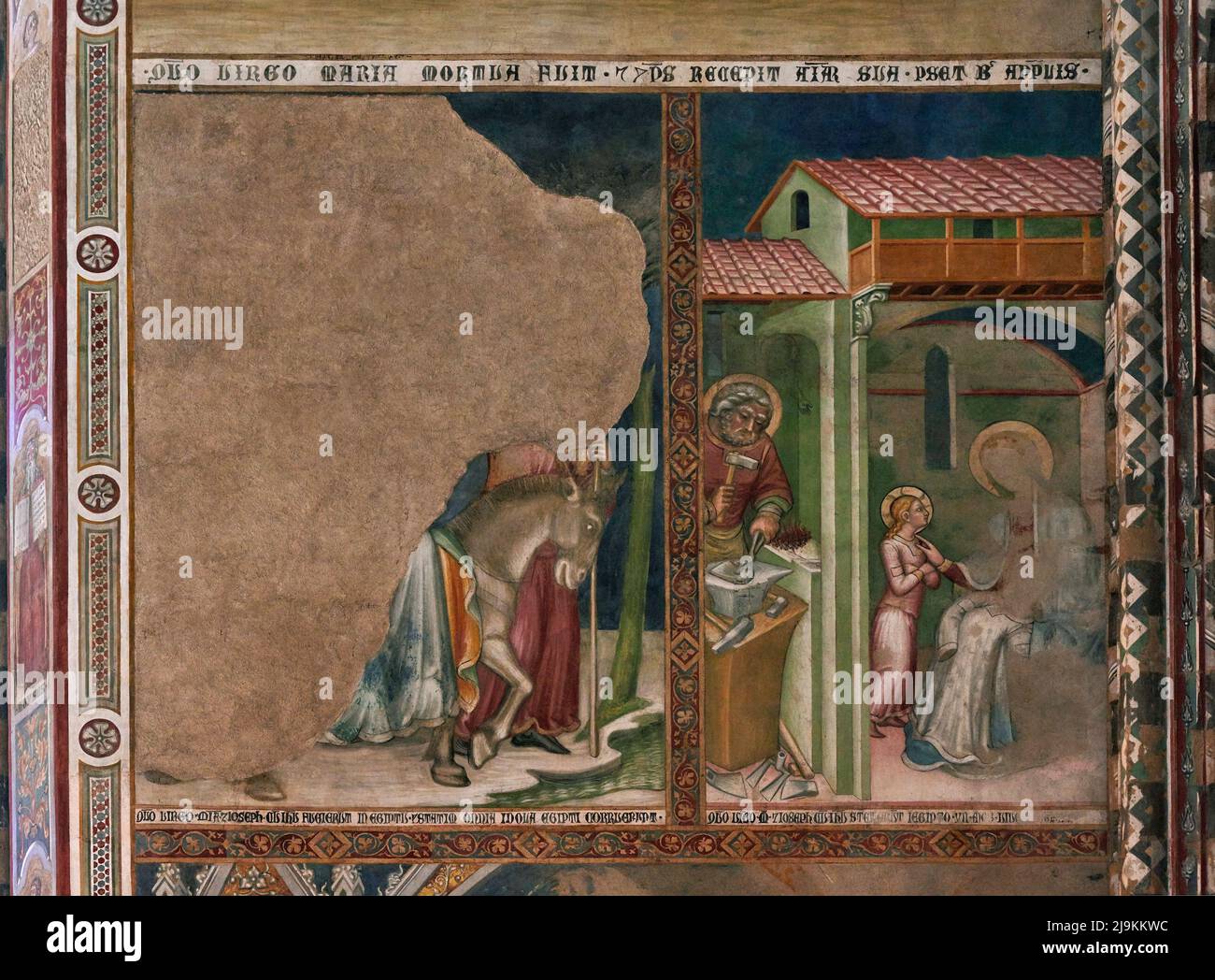 Gesù fanciullo nella bottega di Giuseppe con la Madonna - affresco ...