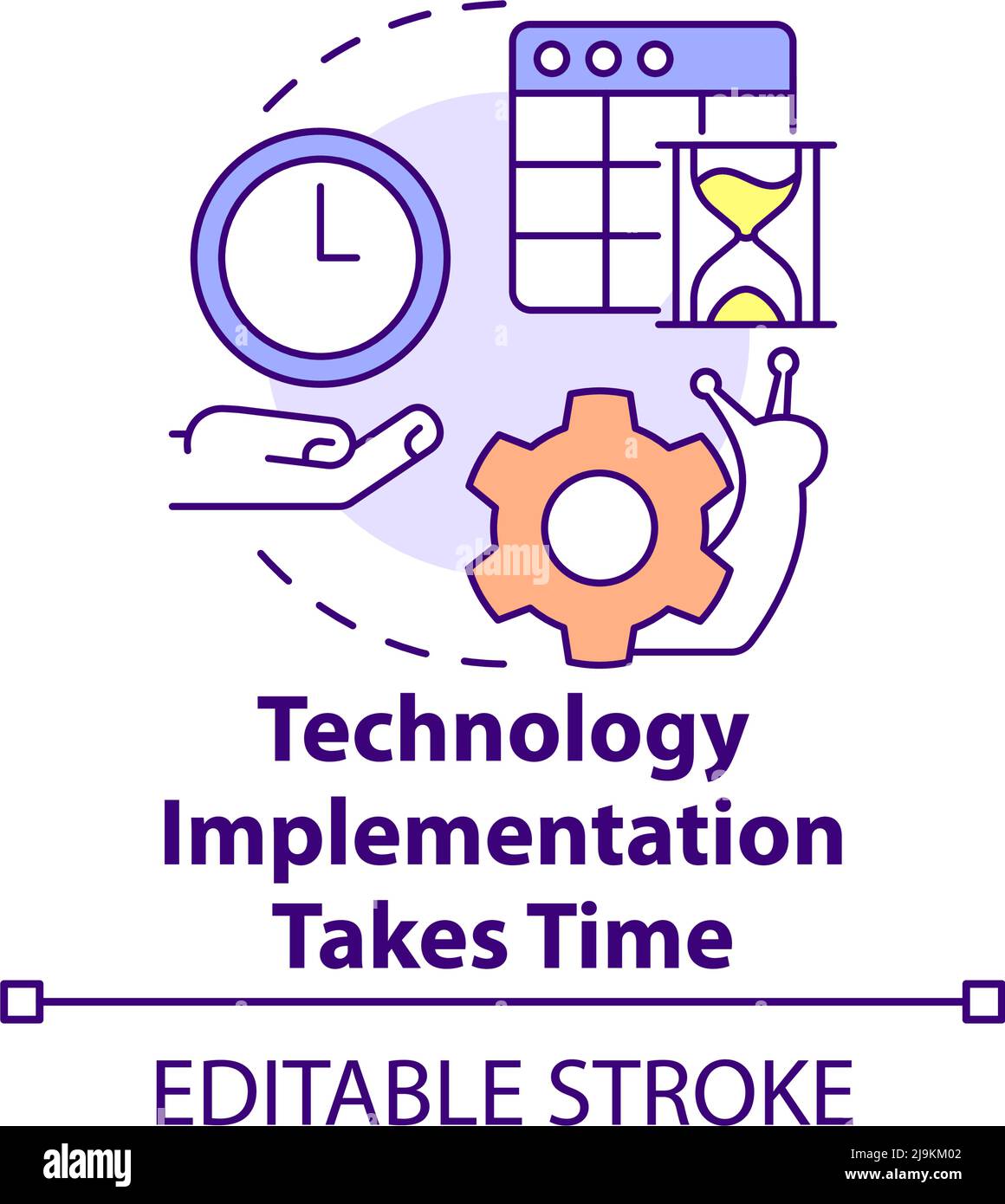 Technology implementation takes time concept icon Stock Vector Image ...