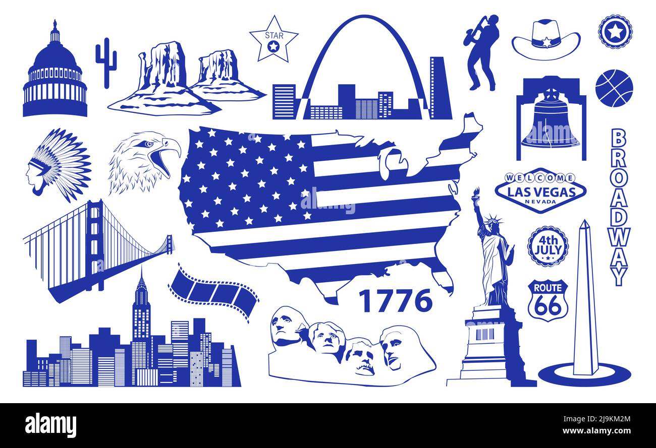 American famous landmark and building vector set Stock Vector Image ...