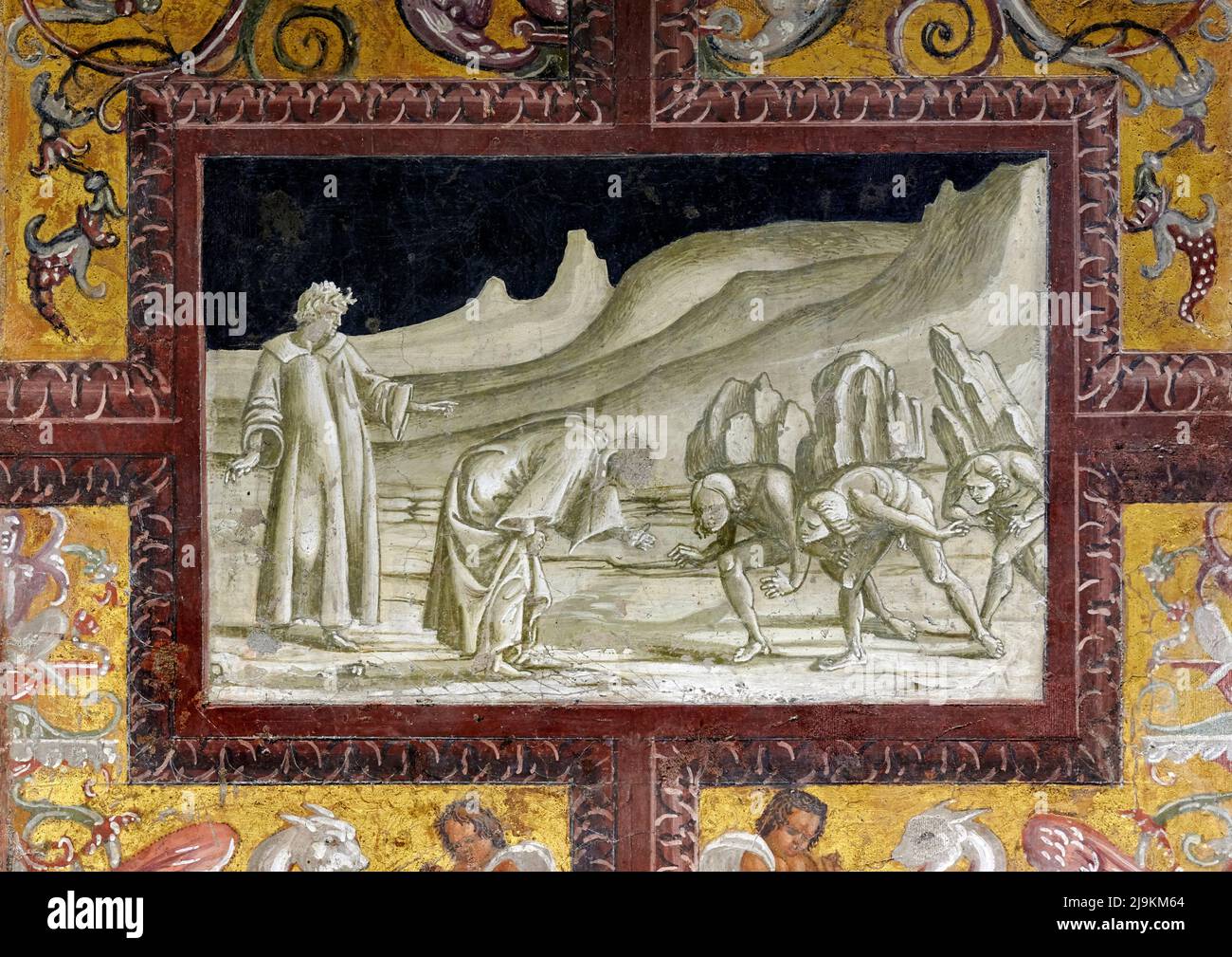 Dante e Virgilio nel primo girone del Purgatorio - affresco nella ...