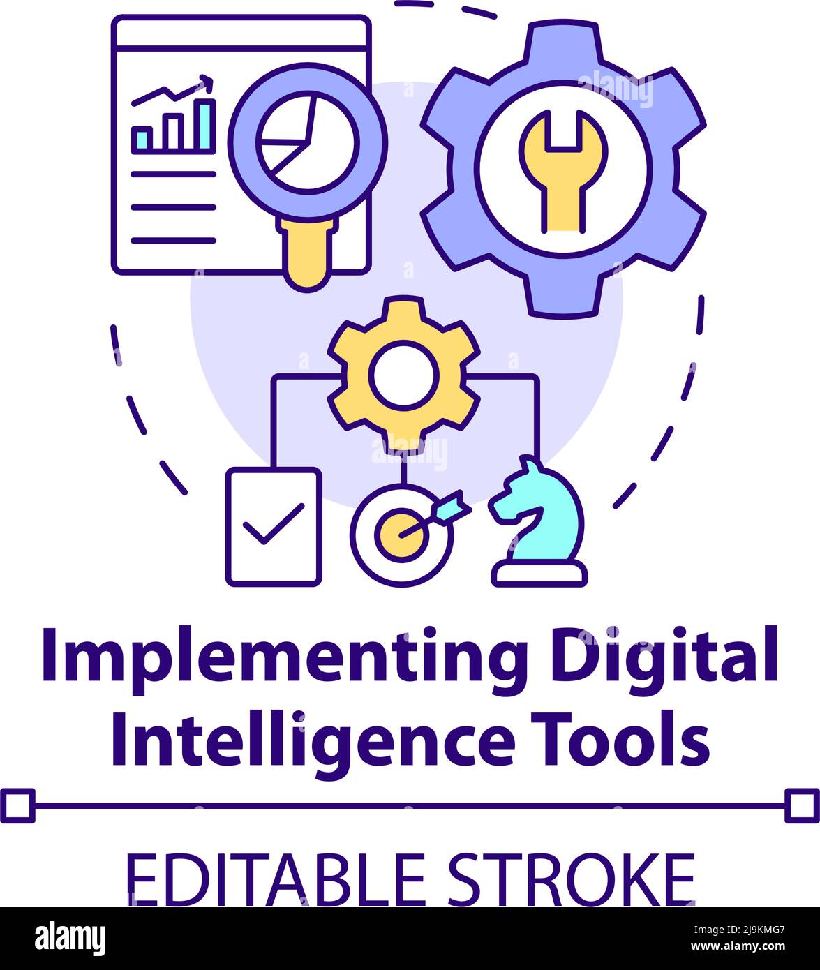 Implementing digital intelligence tools concept icon Stock Vector Image ...