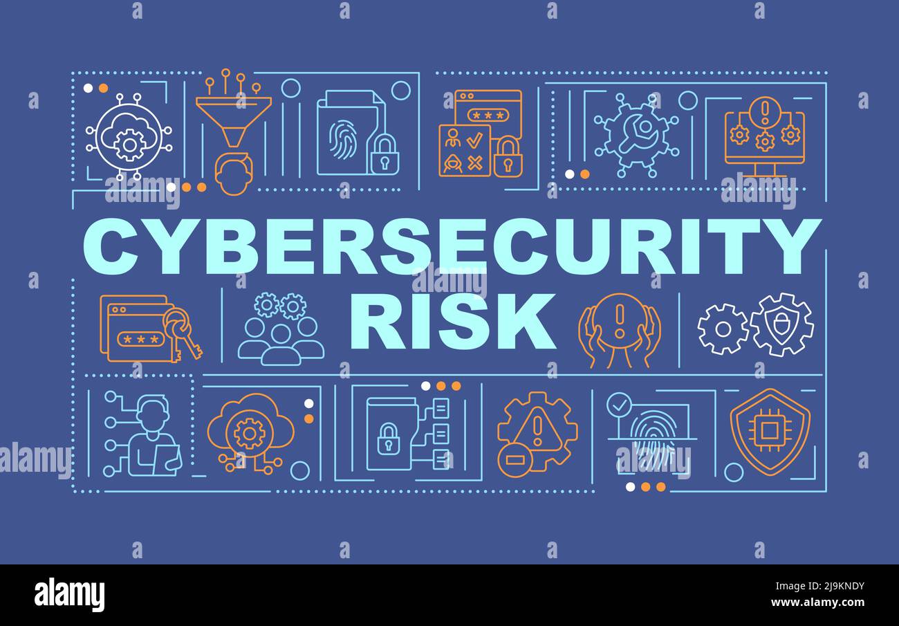 Cybersecurity risk word concepts dark blue banner Stock Vector Image ...