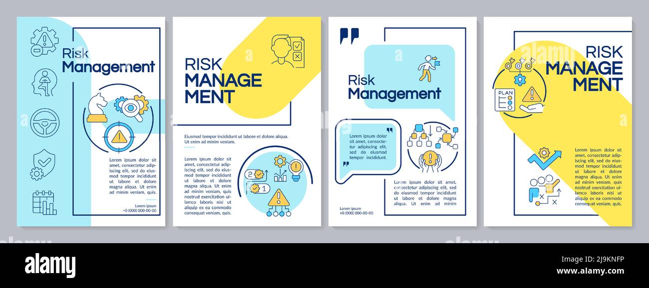 Risk management blue and yellow brochure template Stock Vector Image ...