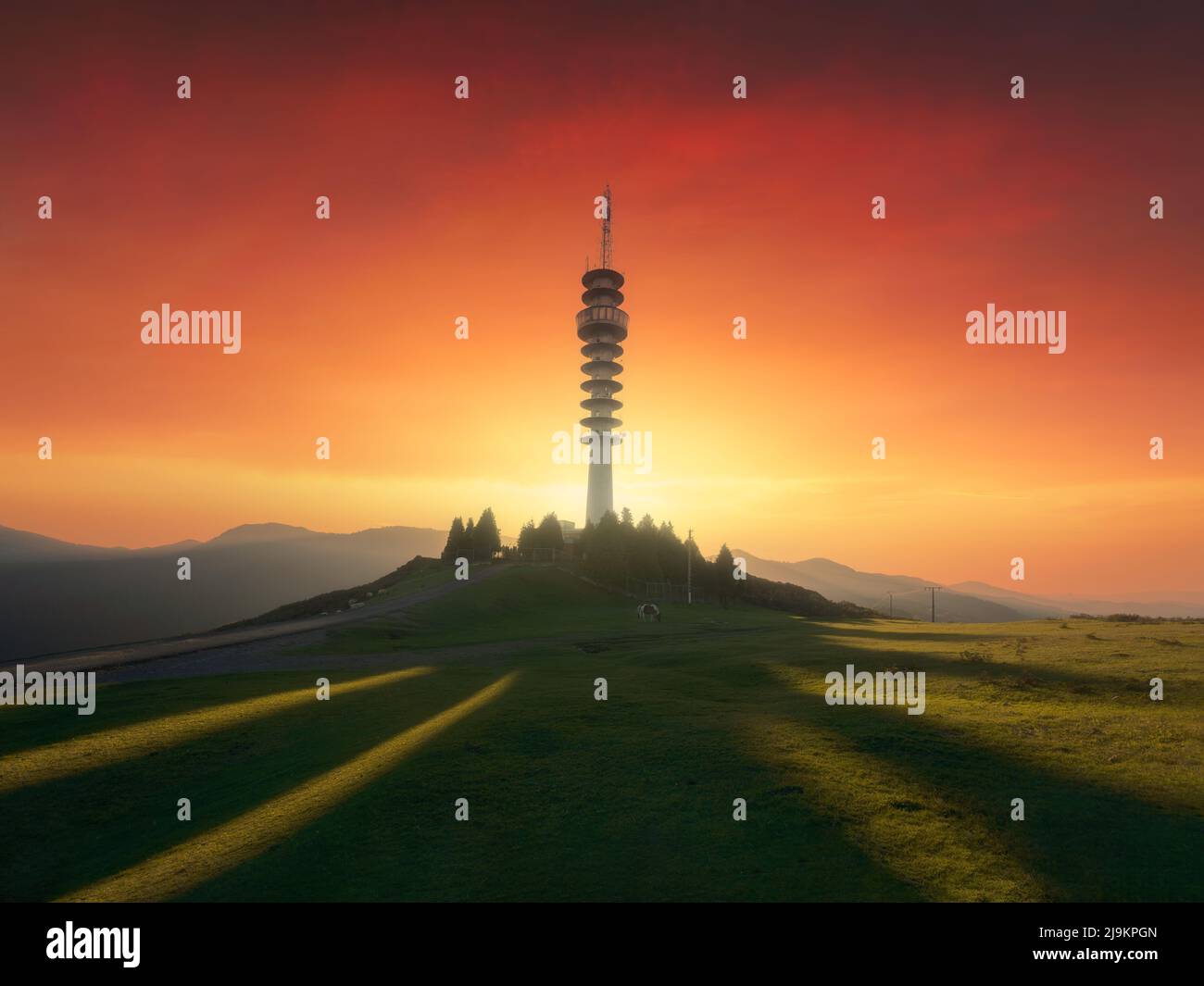 Telecommunication tower with 5g antennas in nature Stock Photo - Alamy