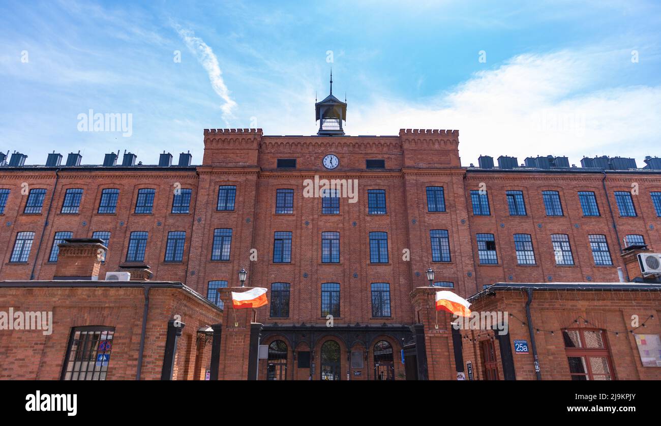 A picture of the apartment facades at the Księży Młyn old industrial ...