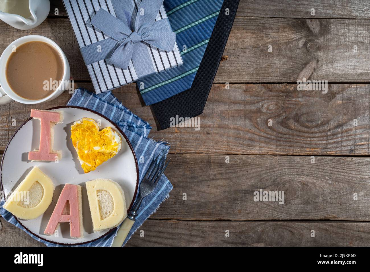 Father day breakfast sandwiches and scrambled eggs.Homemade father day ...
