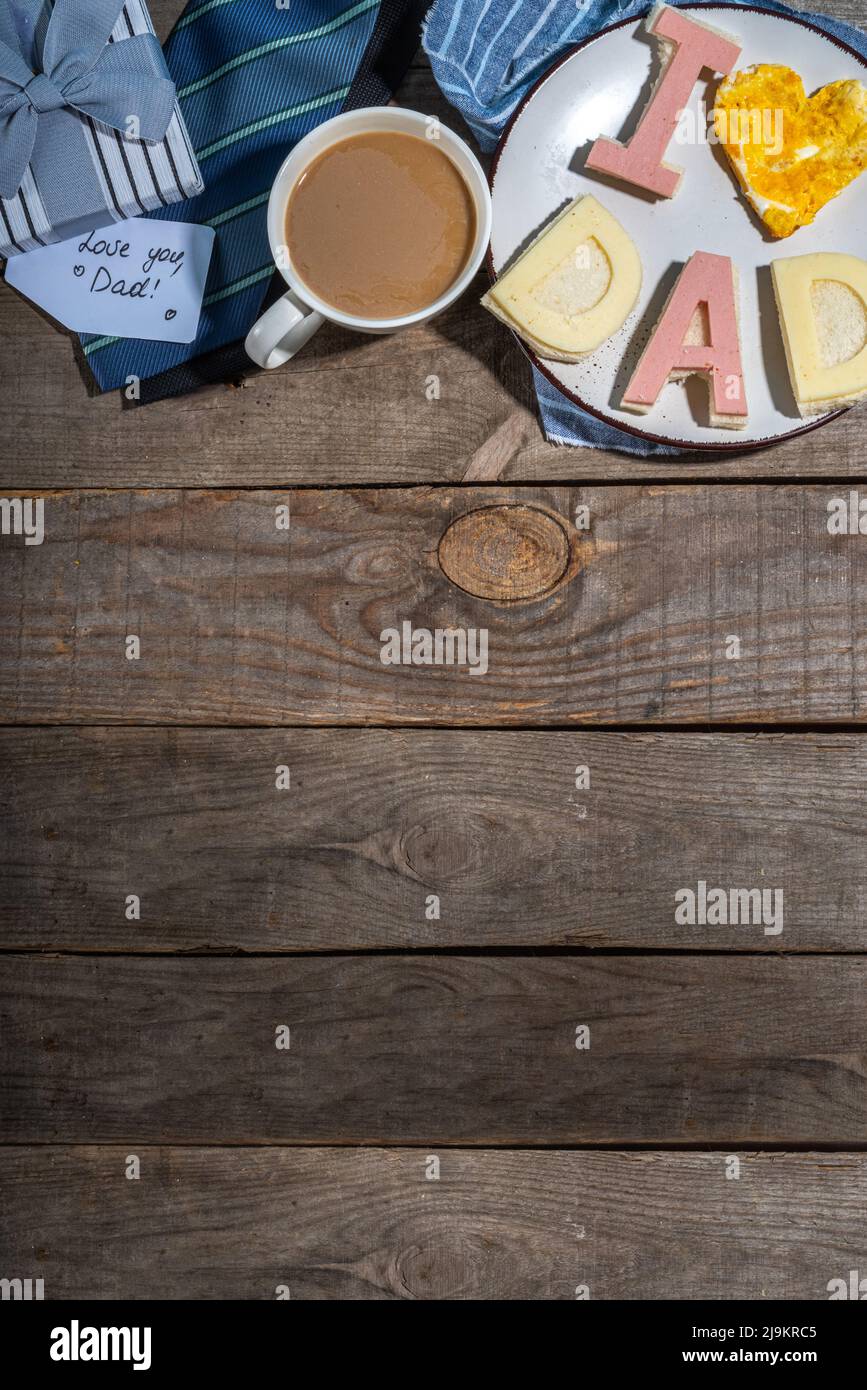 Father day breakfast sandwiches and scrambled eggs.Homemade father day ...
