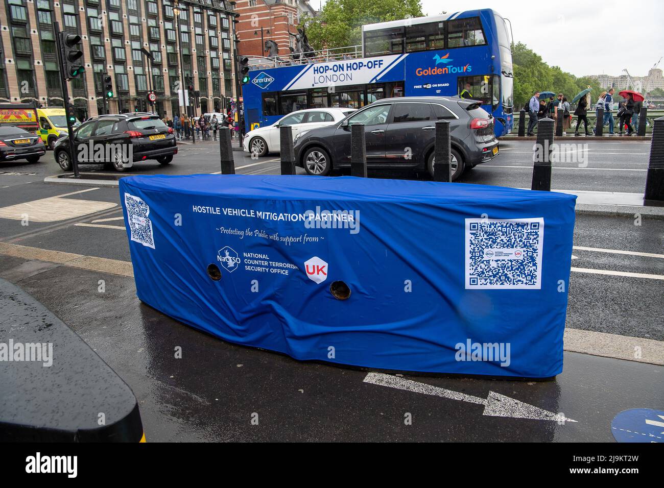 Westminster, London, UK. 11th May, 2022. A barrier opposite Portcullis ...