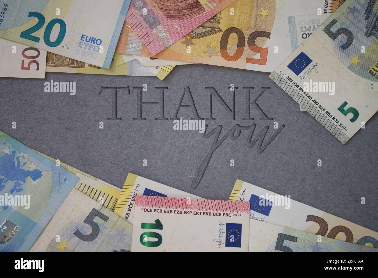 Thank You word with money. Paper currency background with different ...