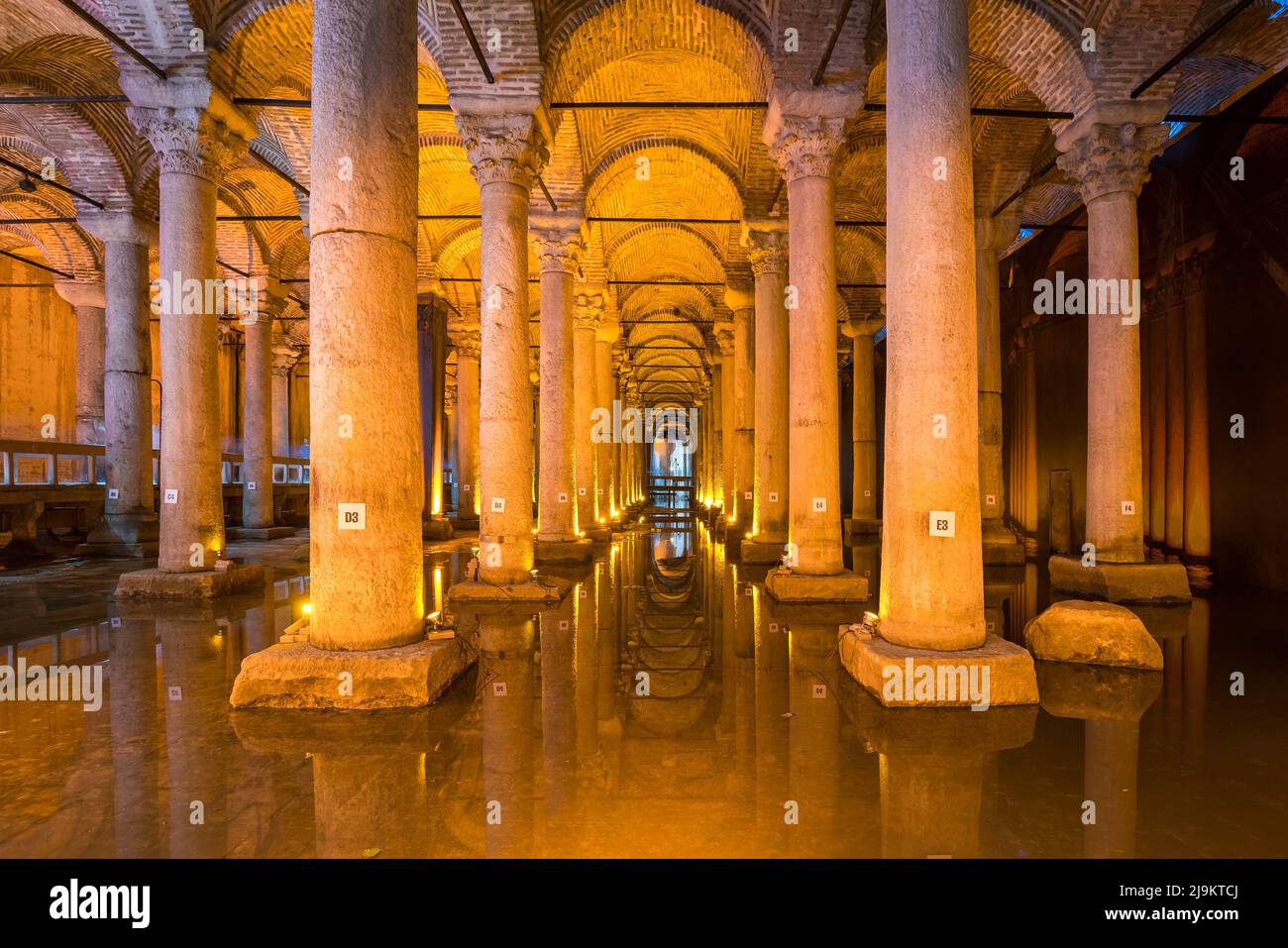 Pillars inside Basilica Cistern in Istanbul, Turkey Stock Photo - Alamy