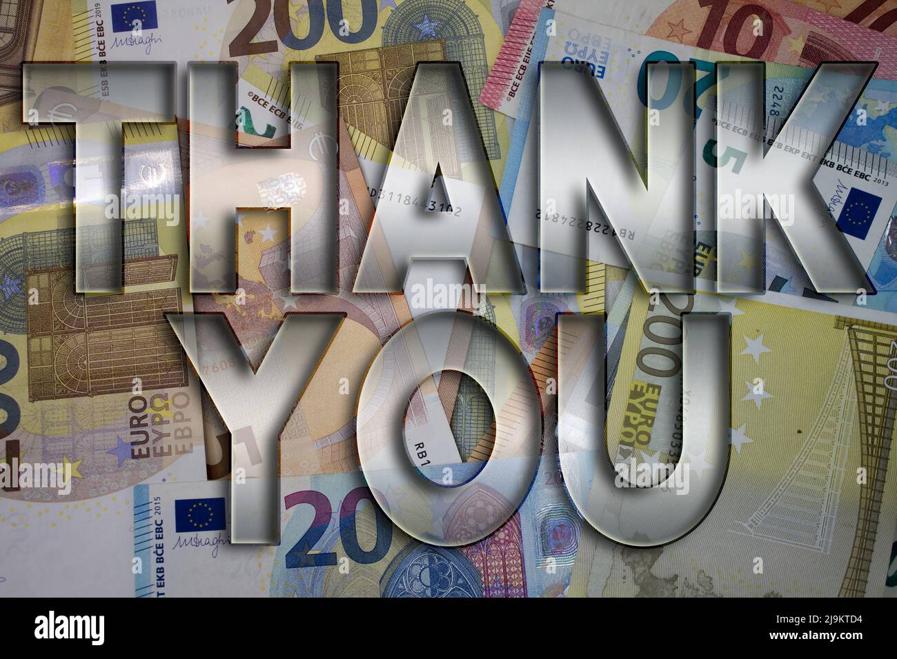 Thank You word with money. Paper currency background with different ...