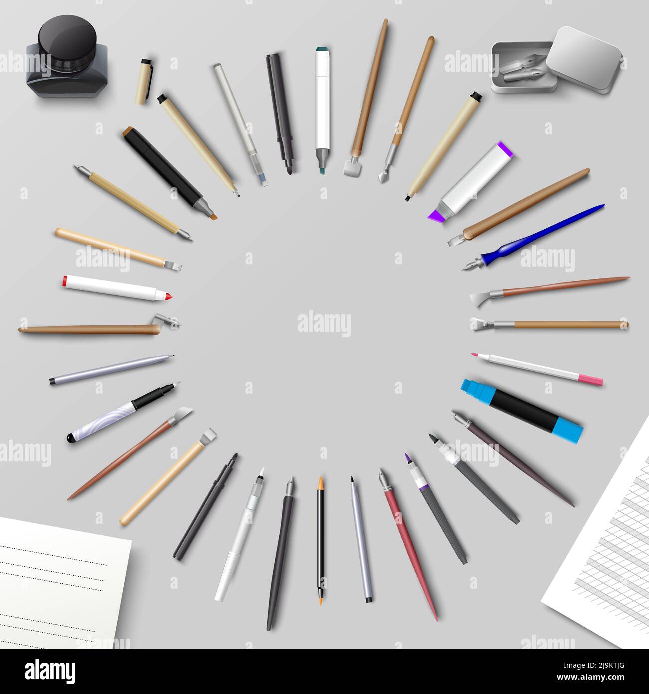 Calligraphy vector round frame from writing tools Stock Vector Image ...