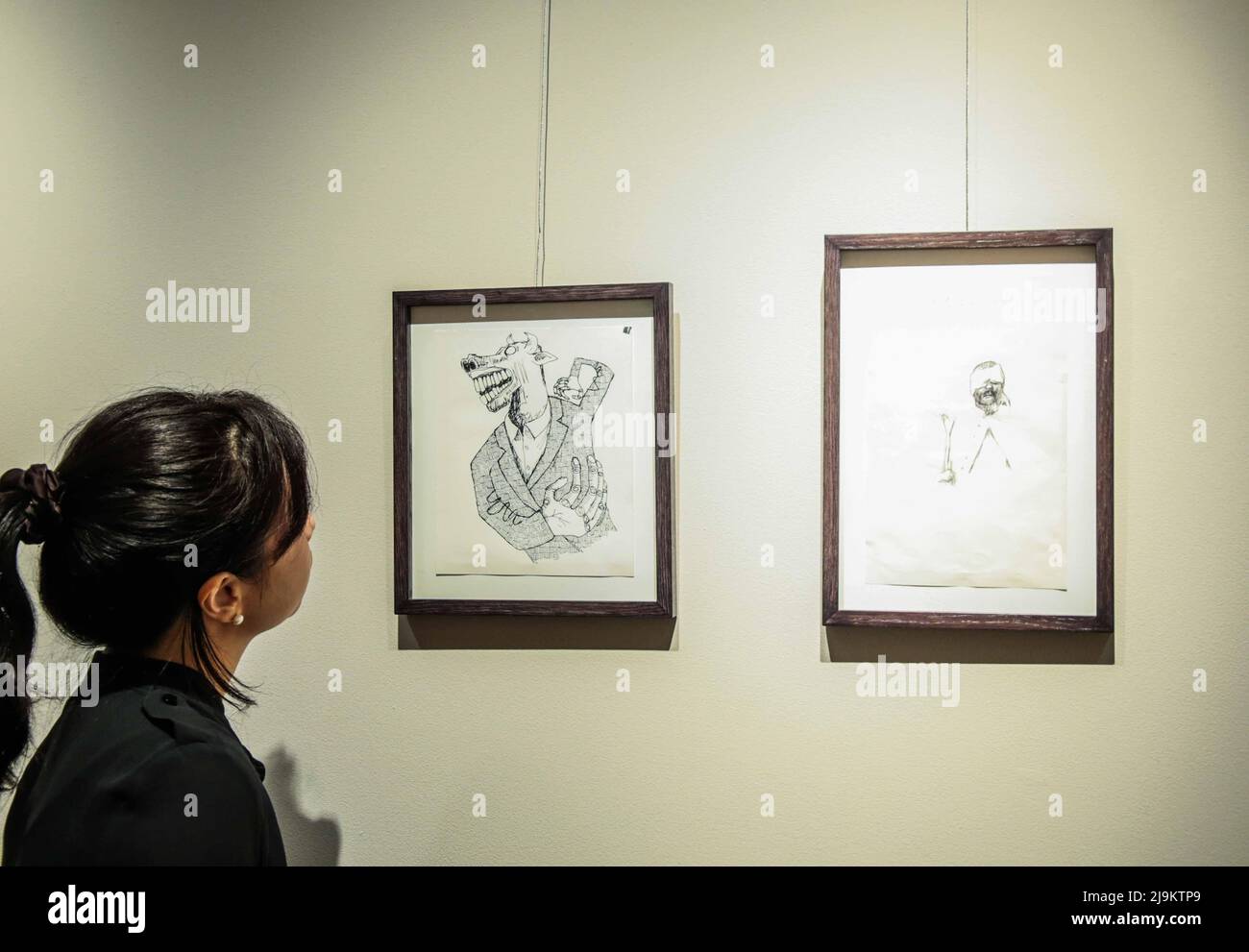 London UK 24 May 2022 (L) Stanley Donwood, Hostile takeover (R) Thom ...