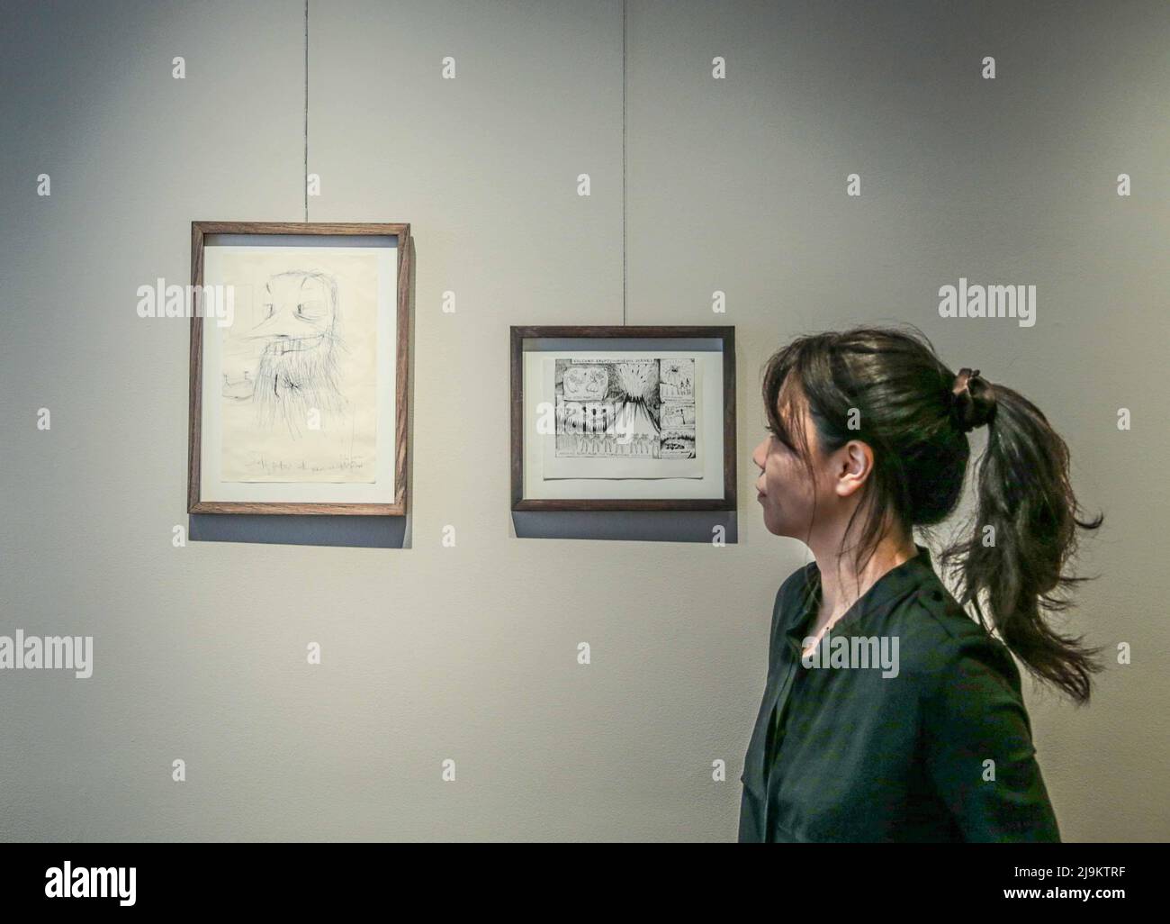 London UK 24 May 2022 (L) Thom Yorke selfportrait with spiders, (R ...