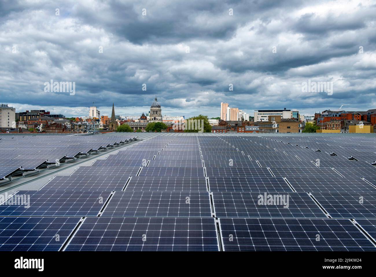 Solar panels on the roof of the new Broad Marsh Car Park in Nottingham ...