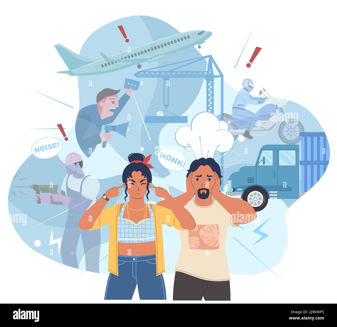 Noise pollution poster vector suffering loud sound Stock Vector Image ...